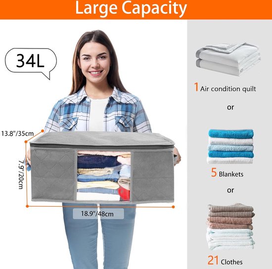 Kleding Opbergdozen Doos met Deksel, 3 Pcs Onder Het Bed Kleding ...