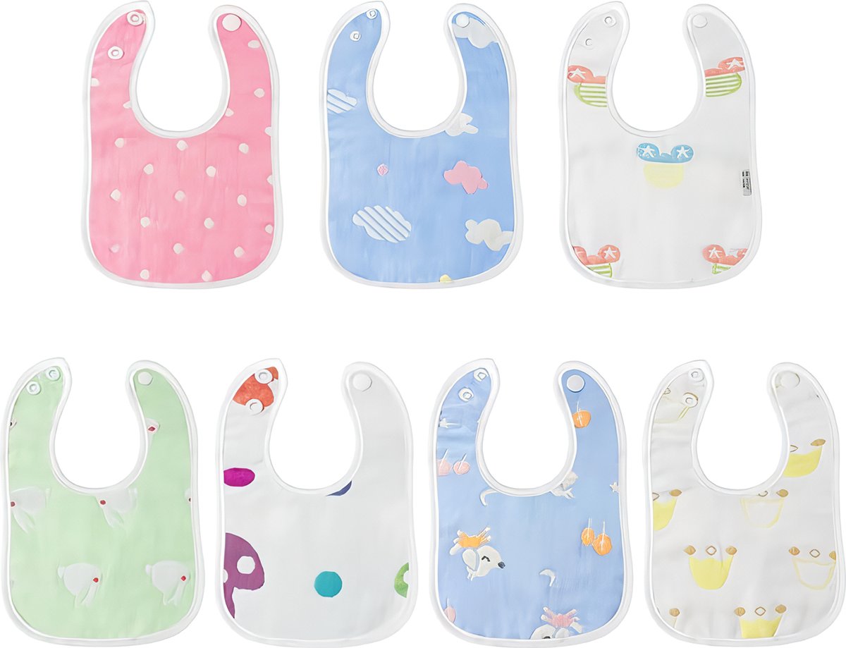 Babyslabbetjes, 7 stuks slabbetjes van 100% biologisch katoen, zachte ...