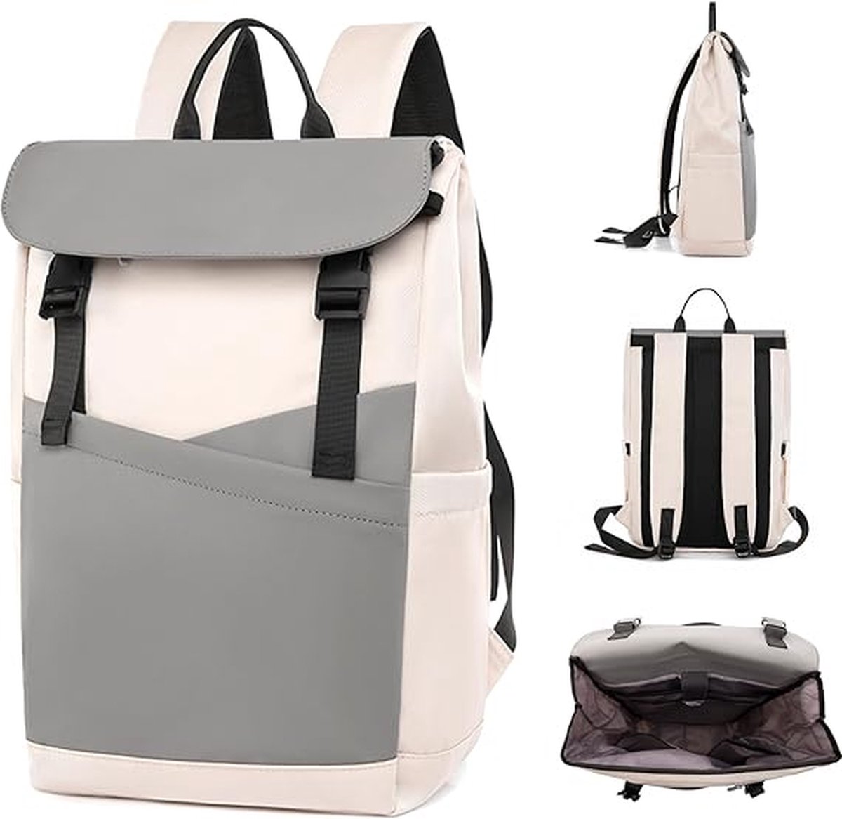 Rugzak voor dames, klein, laptoprugzak 15,6 inch, rolltop rugzak ...