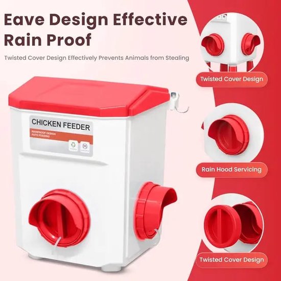 UniEgg® Feeder - 12 KG (Rood) - automatisch en innovatief 3 feeders ...