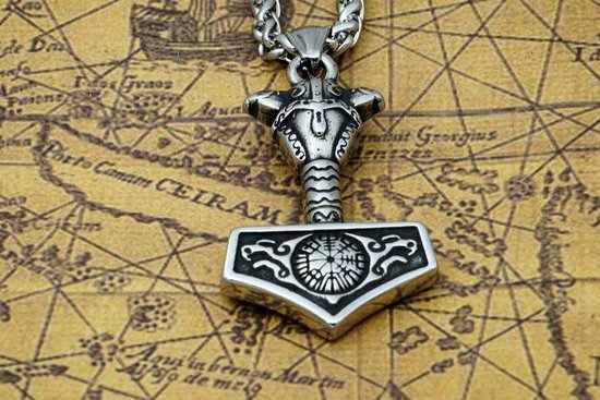 [Two Ravens] Thor's Hamer Ketting - Thor Hamer met Viking Kompas ...