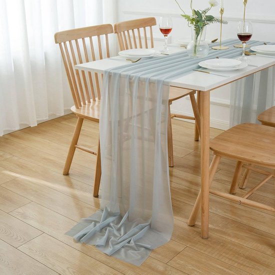 Tafelloper Chiffon Grijs 4m Tule Tafelloper Stof Bruiloft Decor Stof ...