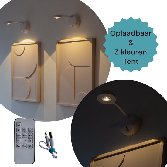 FullCareHome Wandlamp Binnen - Oplaadbare Muurlamp - Leeslamp ...