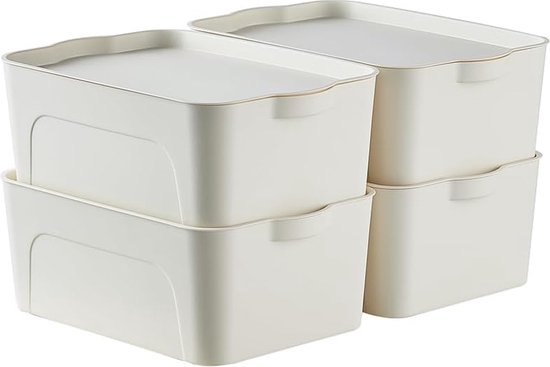 Opbergdozen, opbergdoos met deksel, set van 4 keukenorganizer, plastic ...