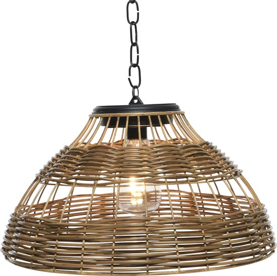 Lumineo hanglamp - SOLAR - naturel - 37 x 37 x 20 cm - Rotan lampenkap ...