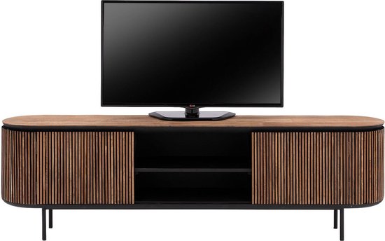 Goossens Tv Meubel Adel, 2 Deuren 2 Open Vakken - Hout Bruin | bol
