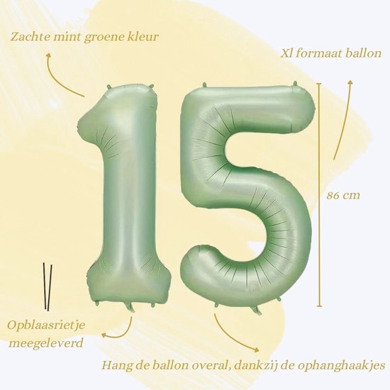 Cijfer Ballonnen Ballon Cijfer 15 Verjaardag Versiering Feest Helium ...