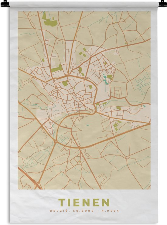 Wandkleed - Wanddoek - Stadskaart - Tienen - Plattegrond - Kaart ...