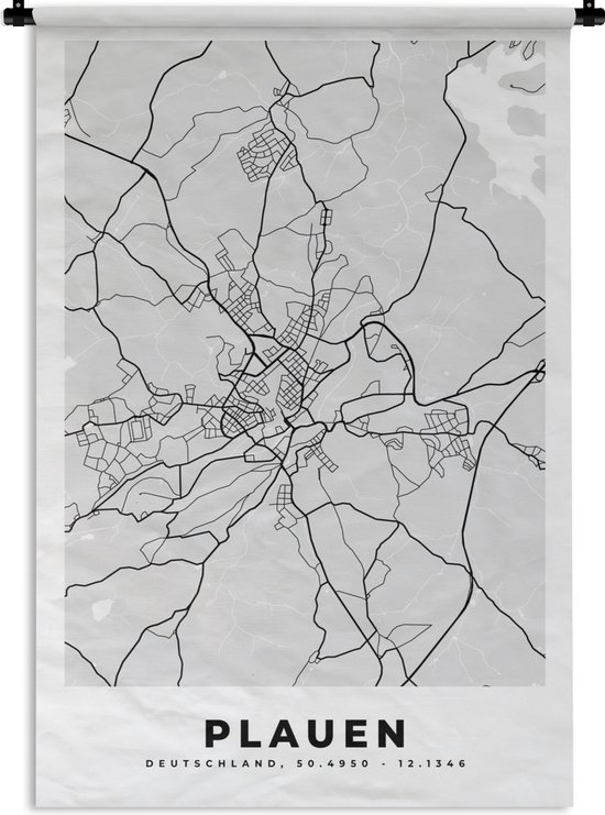 Wandkleed - Wanddoek - Kaart - Plauen - Duitsland - Plattegrond ...