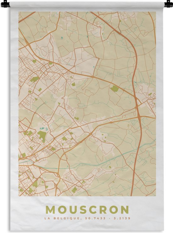 Wandkleed - Wanddoek - Plattegrond - Kaart - Mouscron - Stadskaart ...