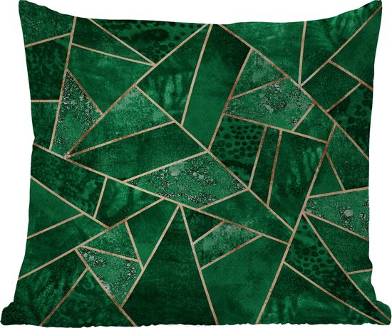 Buitenkussen Weerbestendig - Smaragd - Goud - Abstract - Patronen ...