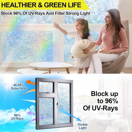 raamfolie, regenboog raamstickers voor privacy, statische decoratieve ...