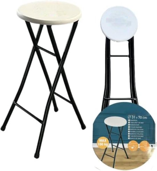 Opklapbare barkruk - Inklapbare barstoel - Wit - 41 x 31 x 71 cm | bol