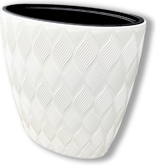 Bloempot Wave Ellipse - Wit - Plantenbak - Tuin Decoratie - Bloembak ...