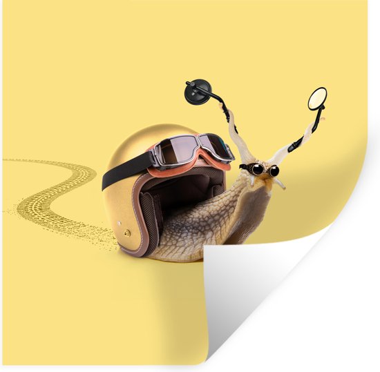 Muurstickers - Sticker Folie - Slak - Dieren - Helm - Geel - Spiegels ...