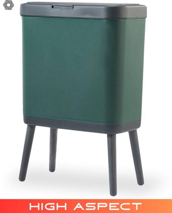 High Aspect Prullenbak op Pootjes 15 Liter - Mat Groen/ Afvalbak ...
