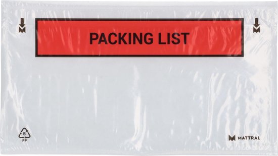 x Paklijst envelop A8 Packing List 225 x 122 mm - Met plakstrip ...
