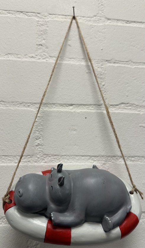 Polyresin hangend slapend dier "nijlpaard" - meerkleurig - hoogte ...