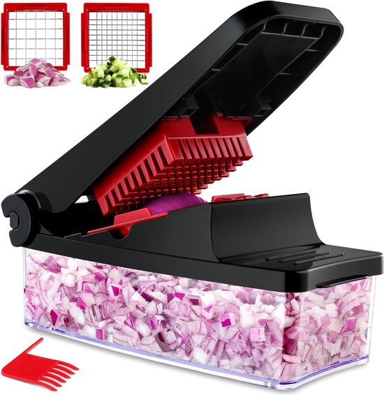 Groentesnijder, blokjessnijder met 2 verwisselbare messen, uiensnijder ...