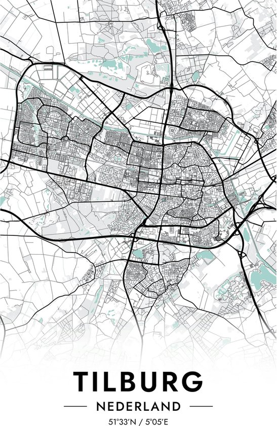 Tilburg Poster Blauw | Tilburg Map | Kaart van Tilburg | Stadposter ...