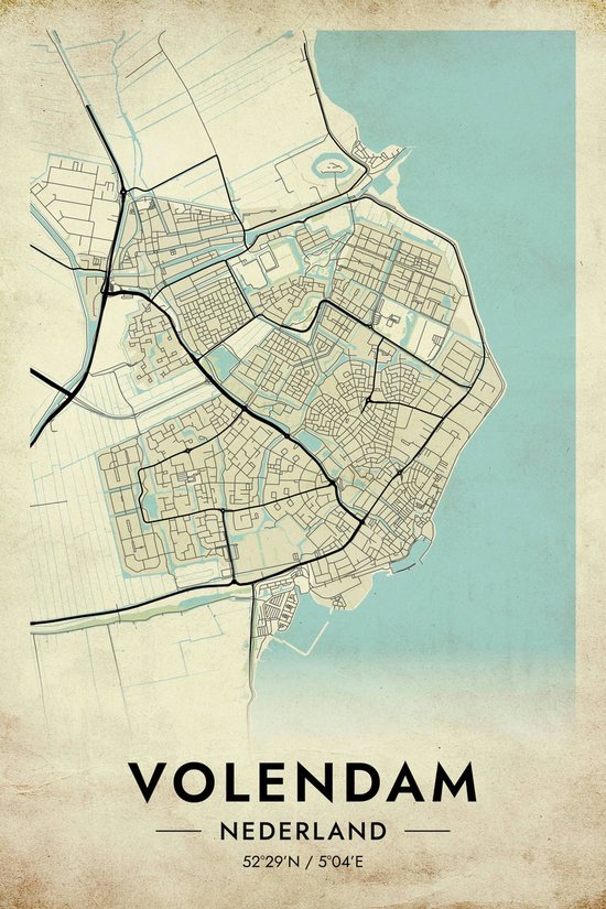 Volendam Poster Vintage | Volendam Map | Kaart van Volendam ...