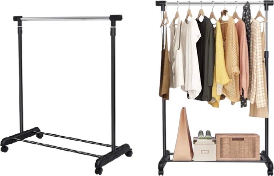 Professioneel Kledingrek - Op/Met Wielen - Zwart - 160 cm - 1 Stang(en ...
