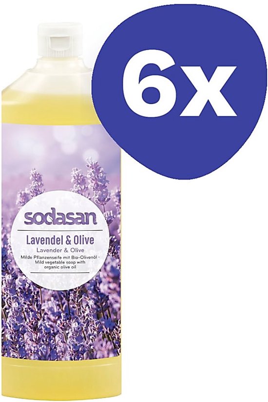 Sodasan Vloeibare Zeep Lavendel & Olijf Navulverpakking (6x 1L) | bol