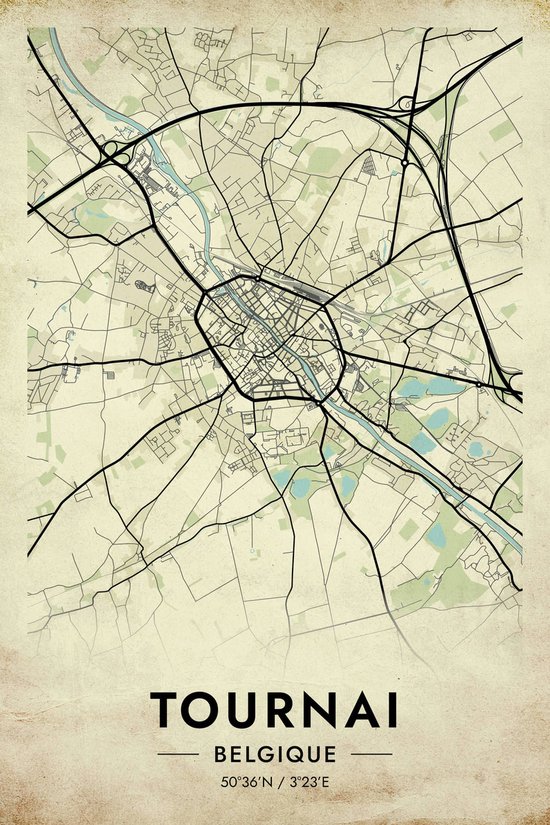 Tournai Poster Vintage | Tournai Map | Kaart van Tournai | Stadposter ...