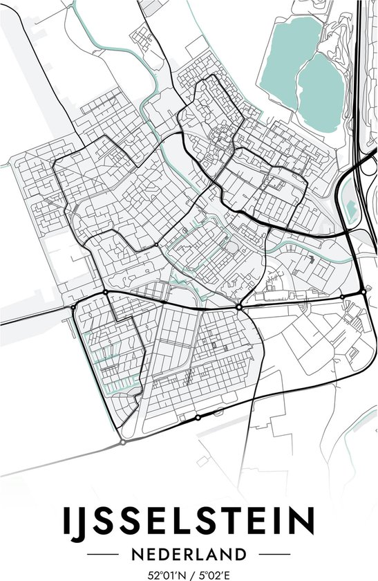 Ijsselstein Poster Blauw | Ijsselstein Map | Kaart van Ijsselstein ...