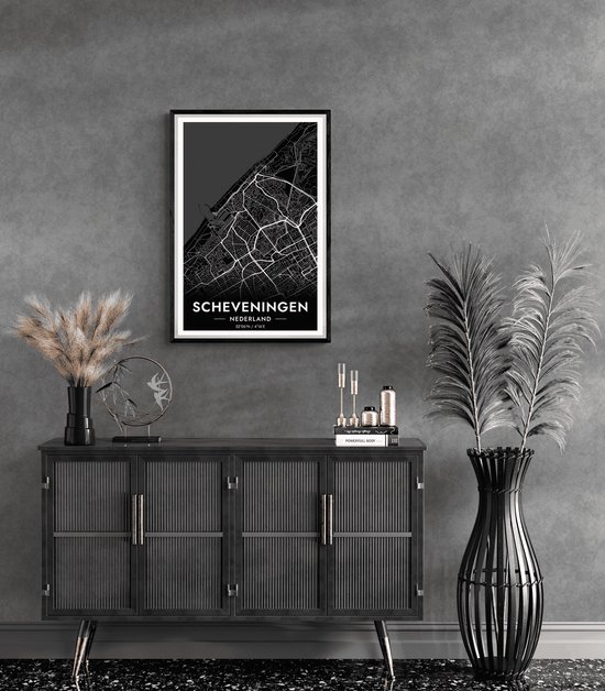 Scheveningen Poster Zwart - Scheveningen Map - Kaart van Scheveningen - Stad - posters... | bol