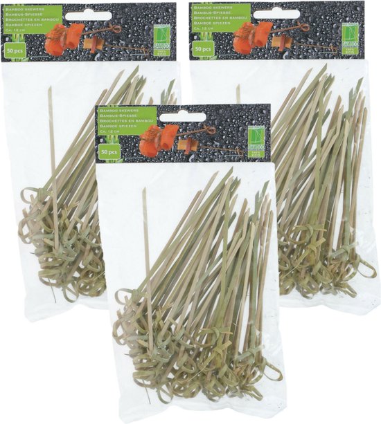 Hapjes/sate prikkers/spiesjes - bamboe hout - 150x stuks - 12 cm - amuse/bbq/feestje -... | bol
