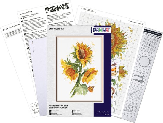 PANNA Borduurpakket Heldere zonnebloemen C-7136 - Kruissteek - Borduren voor... | bol