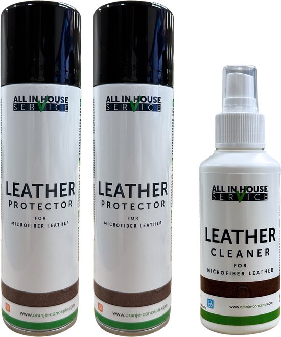 All-In House Microfiber Leather Protector Spray 2 x 250ml + Microfiber ...