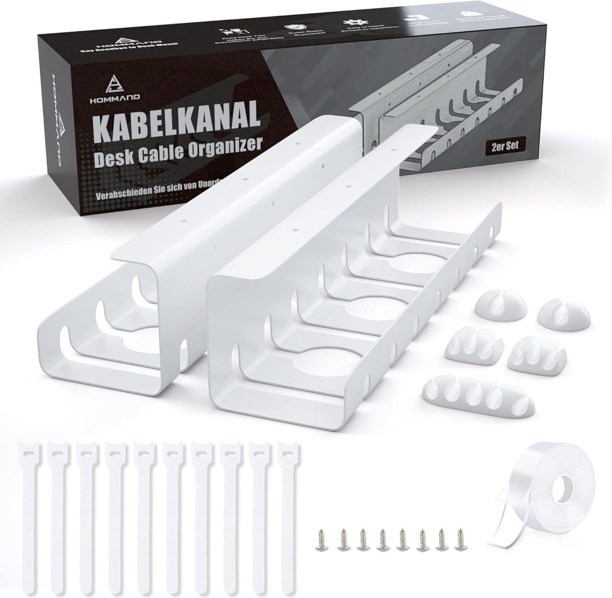 Kabelgoot bureau, set van 2 kabelbakken, bureau, ondersteunt ...