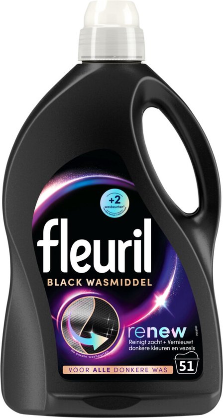 4x Fleuril Vloeibaar Wasmiddel Renew Zwarte Was 51 Wasbeurten 2,55 ...