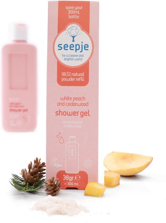 Seepje Witte Perzik en Cederhout Douchegel + Navulling - Pakket | bol