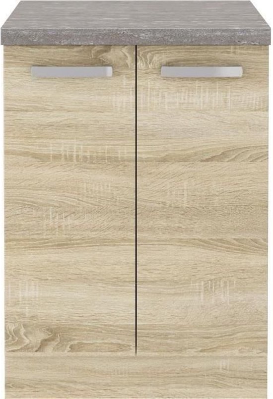 Lage kast met 2 draaideuren - Sonoma eiken decor - B 60 x D 51,6 x H 85 ...