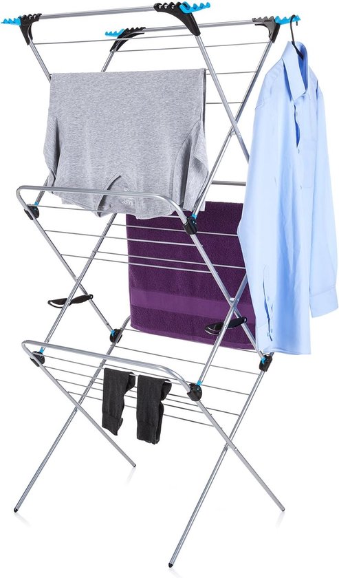 3 stappen plus uitklapbare wasrek, - Chroomblauw / Zilver | bol