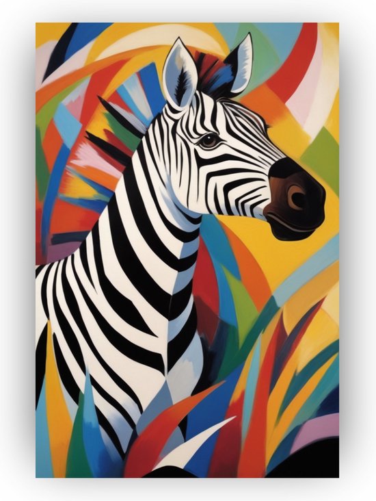 Zebra Franz Marc stijl schilderij - Zebra glasschilderij - Glas ...