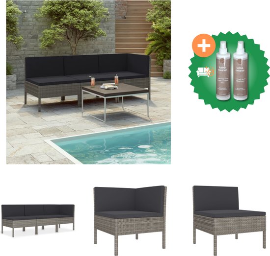 vidaXL Loungeset Hoekbank - Grijs - Inclusief Kussens - Modulair Design ...