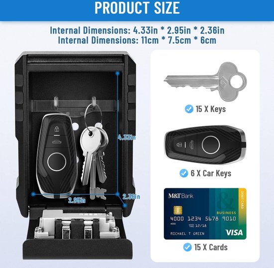 GRIFEMA GA1003-1 Lock Box, Sleutelkastjes, Key Lock Box met 4-Cijferige ...