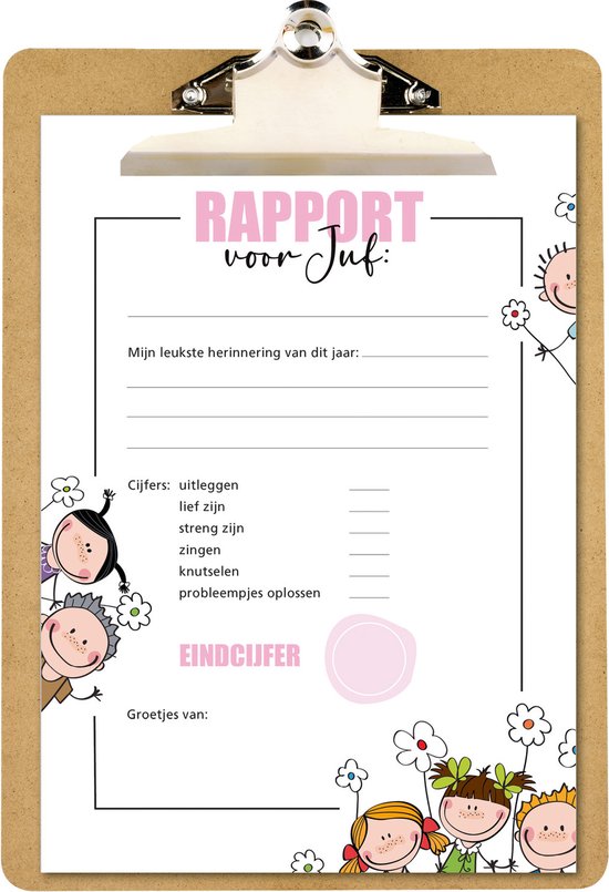 rapport voor de juf - juffencadeau - juffrouw - kado - einde schooljaar ...