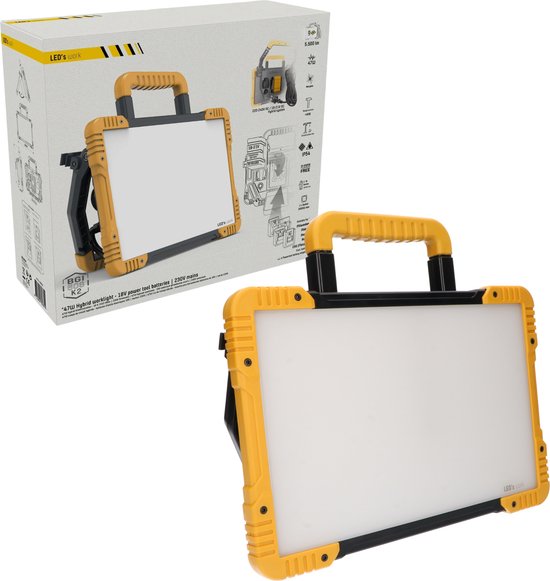 LED's Light Hybride LED Bouwlamp 5500 - Bedraad en draadloos te gebruiken – IP54 –... | bol