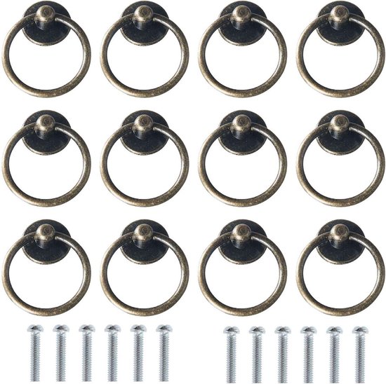 12Pcs Vintage Kast Ring Knoppen Ronde Antieke Lade Trekt Handvat Voor ...