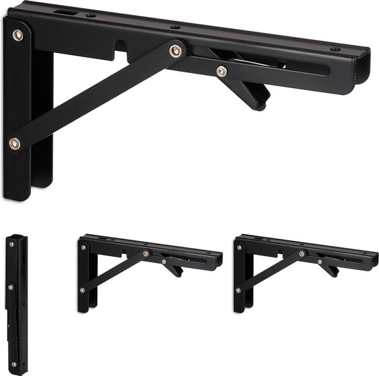 Inklapbare plankdragers - Set van 4 vouwdragers - Metaal - Zwart ...