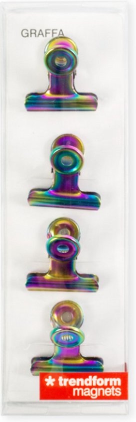 Trendform Magnet Clip Graffa Rainbow - set van 4 stuks | bol