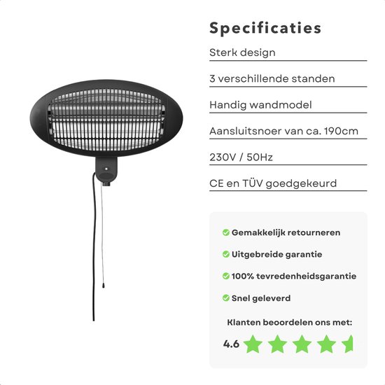 Wand Terrasverwarmer - Muurmontage - Terras Verwarmer Muur - Terras ...