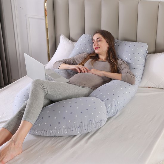 CALIYO Zwangerschapskussen XXL U-Vorm- 290x70cm - Zijslaapkussen - Lichaamskussen -... | bol