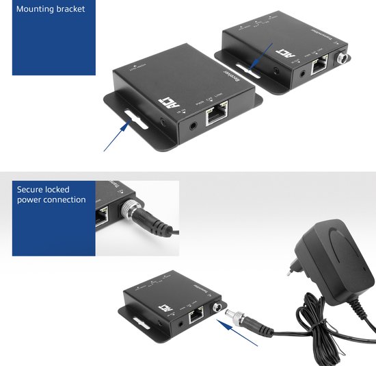 ACT 4K HDMI 1.4 extender set over CAT6 UTP met IR ondersteuning, 40 ...