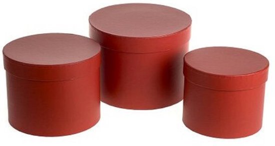 Ronde dozen set - Rood - 3 dozen - Hoedendozen - Karton | bol